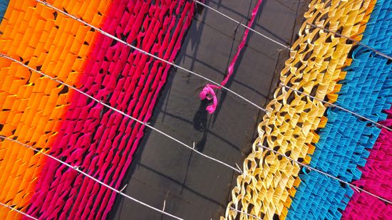 Long Washing Line Colourful Cloth Dries Editorial Stock Photo - Stock ...