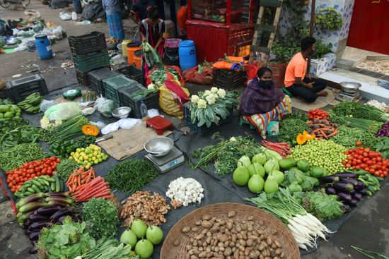 Vendor Waiting Customers Temporary Vegetable Stall Editorial Stock ...