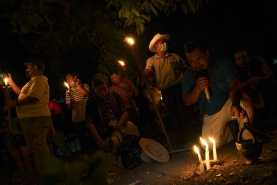 Indigenous People Carrying Torches March Through Editorial Stock Photo ...