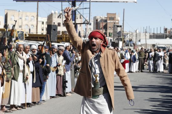 Houthi Supporter Holds His Dagger Shouts Editorial Stock Photo - Stock ...