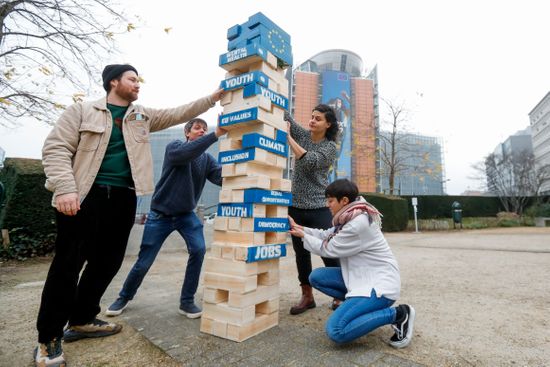 Giant Jenga Tower Created Different Blocks Editorial Stock Photo ...