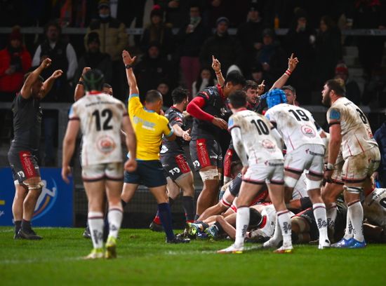 Scarlets Players Celebrate Steff Thomas Hidden Editorial Stock Photo ...