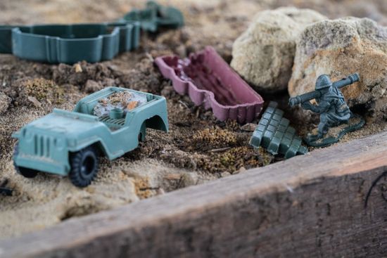 Sandbox Filled Toy Soldiers Seen On Editorial Stock Photo - Stock Image ...