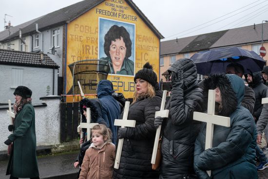 Young Demonstrator Marches Through Derry Holding Editorial Stock Photo ...