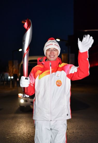 Torch Bearer Chen Hong Runs Torch Editorial Stock Photo - Stock Image ...
