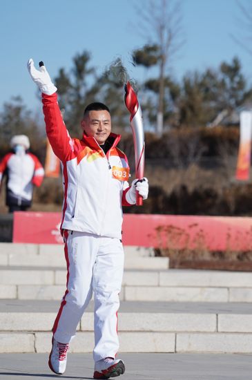 Torch Bearer Li Shou Runs Torch Editorial Stock Photo - Stock Image ...
