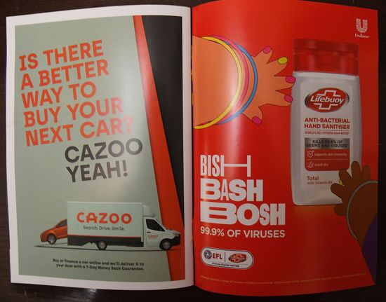 Cazoo Lifebuoy Adverts Match Programme Editorial Stock Photo - Stock ...
