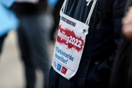 Protester Wearing Olympics Card During Demonstration Editorial Stock ...