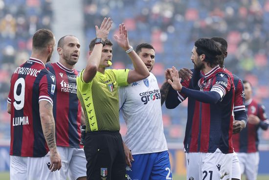 Referee Francesco Cosso Bolognas Players During Editorial Stock Photo ...