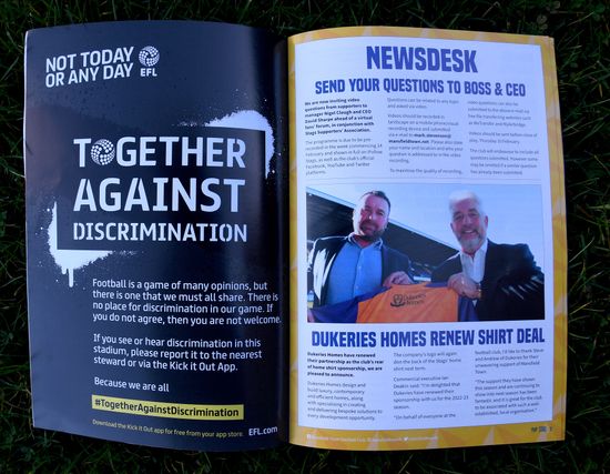 Together Against Discrimination Advert Match Programme Editorial Stock ...