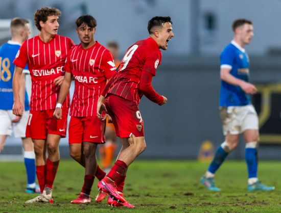 Sevilla U19s Alexandro Fernandez Gomez Celebrates Editorial Stock Photo ...