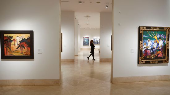 Museums Worker C Walks Along Halls Editorial Stock Photo - Stock Image ...