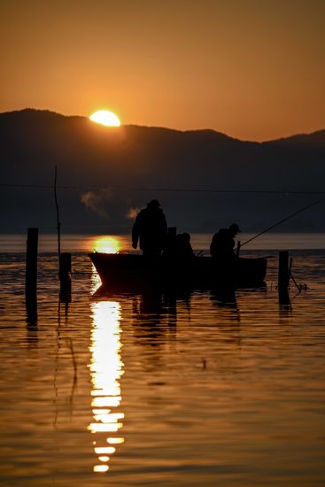 Fishermen Go Fishing On Dojran Lake Editorial Stock Photo - Stock Image ...