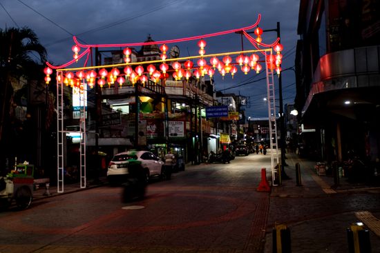 Motorists Ride Past Near Red Lanterns Editorial Stock Photo - Stock ...