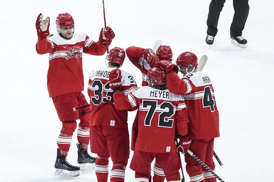 Athletes Denmark Celebrate Scoring During Ice Editorial Stock Photo ...