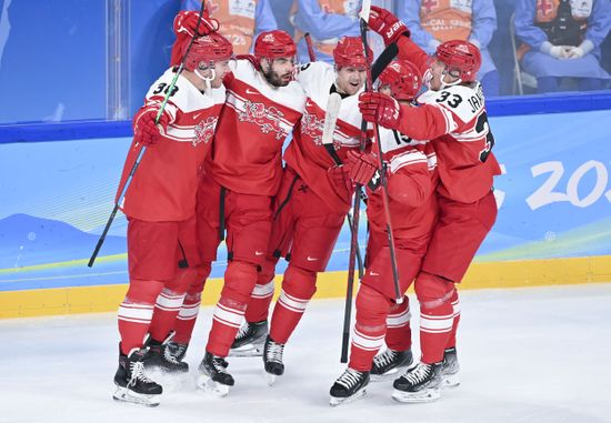 Athletes Denmark Celebrate Scoring During Ice Editorial Stock Photo ...
