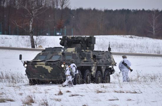 Ukrainian Military Walk Next Btr4 Bucephalus Editorial Stock Photo ...