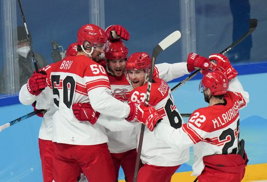 Athletes Denmark Celebrate Scoring During Ice Editorial Stock Photo ...