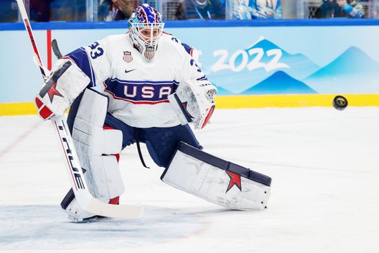 Goalkeeper Alex Cavallini Usa Eyes Puck Editorial Stock Photo - Stock ...