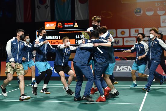 Members Malaysia Celebrate After Winning Badminton Editorial Stock ...