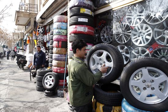 Iranian Worker Adjusts Tires Southern Tehran Editorial Stock Photo ...