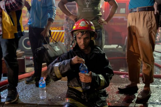 Firefighter Drinks Water After Extinguishing Fire Editorial Stock Photo ...
