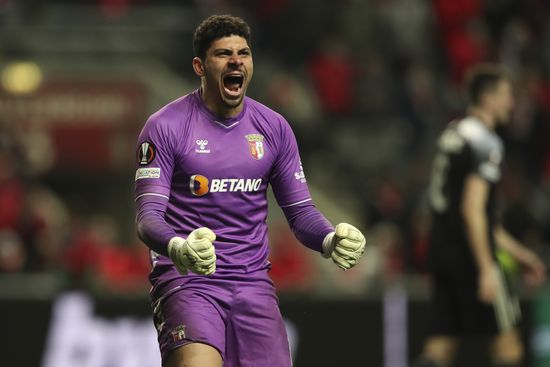 Sporting De Bragas Goalkeeper Matheus Celebrates Editorial Stock Photo ...