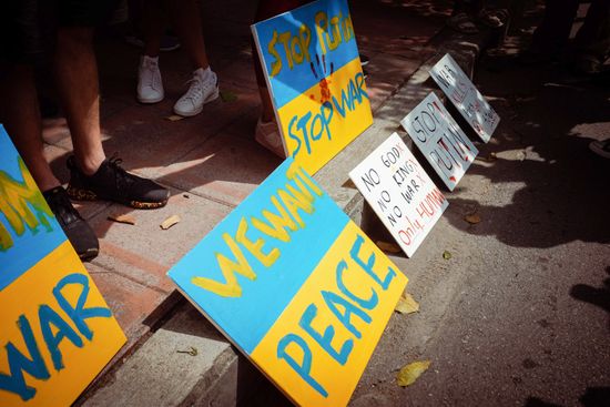 Placards Saying We Want Peace Seen Editorial Stock Photo - Stock Image ...