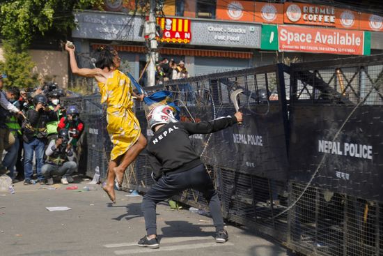 Protestors Jump Over Barricade Hit Riot Editorial Stock Photo - Stock ...