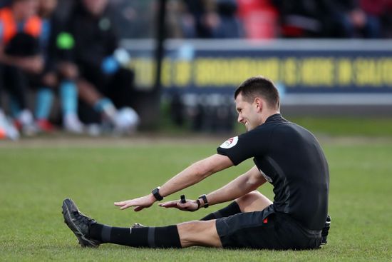 Referee Declan Bourne Grimaces After Rolling Editorial Stock Photo ...