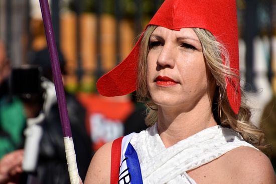 Woman Dressed Marianne Phrygian Cap Takes Editorial Stock Photo - Stock ...