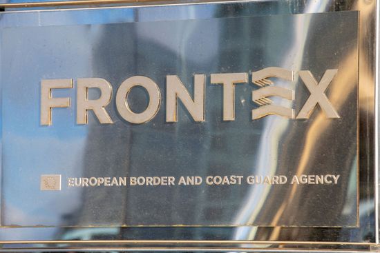 Frontex Logo Pictured During Visit Frontex - Foto de stock de contenido ...