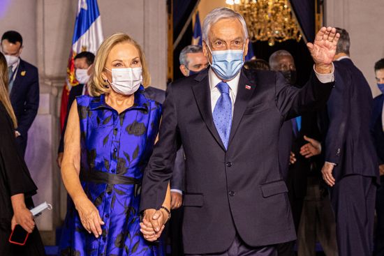 Chilean President Walks First Lady Cecilia Editorial Stock Photo ...