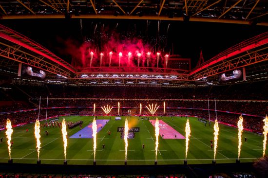 Stadium Pyrotechnics Ahead Kick Off Editorial Stock Photo - Stock Image ...