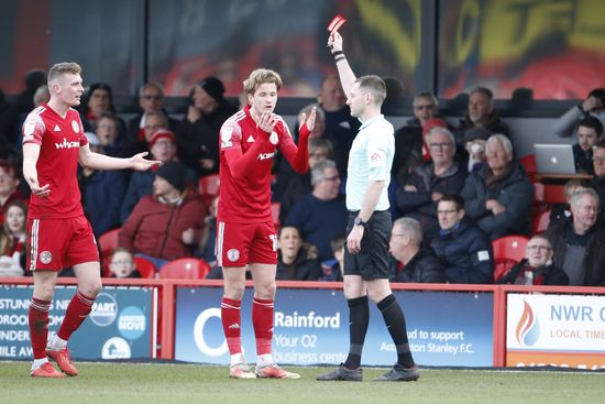 Referee Simon Mather Shows Red Card Editorial Stock Photo - Stock Image ...