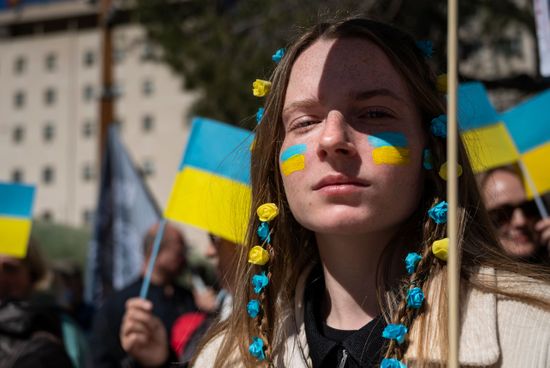 Protester Seen Wearing Blue Yellow Hair Editorial Stock Photo - Stock ...