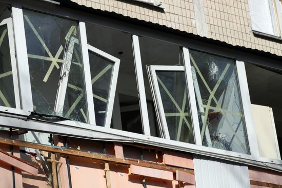 Broken Windows Seen Residential Building Shelled Editorial Stock Photo ...