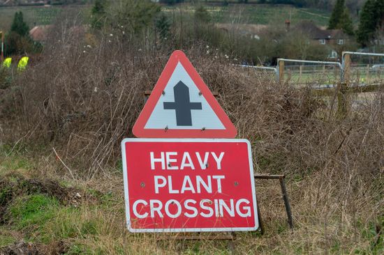 Heavy Plant Crossing Sign Outside Hs2 Editorial Stock Photo - Stock ...