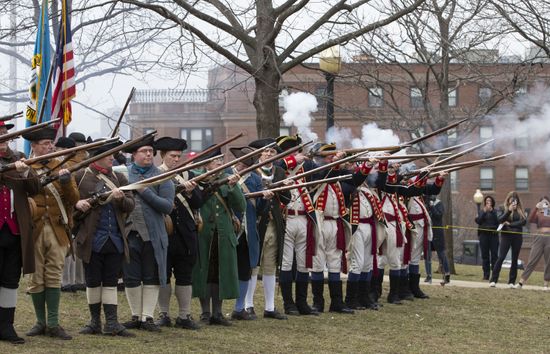 Reenactors Period Dress Fire Muskets During Editorial Stock Photo ...