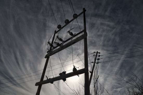 Electricity Power Lines Tied Electricity Transformer Editorial Stock ...