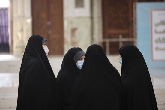 Iranian Veiled Women Wearing Protective Face Editorial Stock Photo