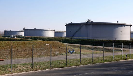 Exterior View Oil Tanks Miro Oil Editorial Stock Photo - Stock Image ...