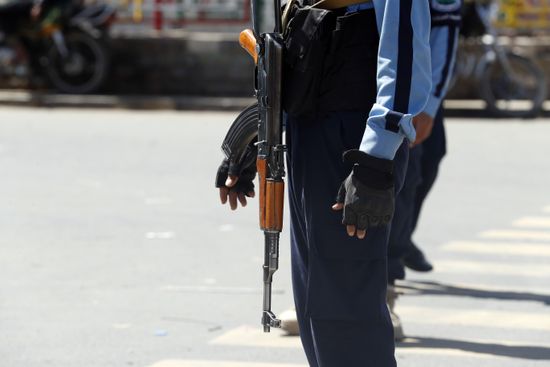 Armed Policeman Wearing Face Mask Directs Editorial Stock Photo - Stock ...