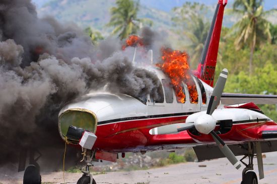 View Burnt Aircraft During Riot Les Editorial Stock Photo - Stock Image ...