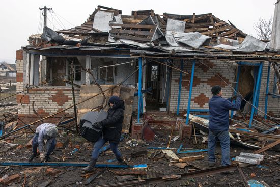People Clean Debris Next House Destroyed Editorial Stock Photo - Stock ...