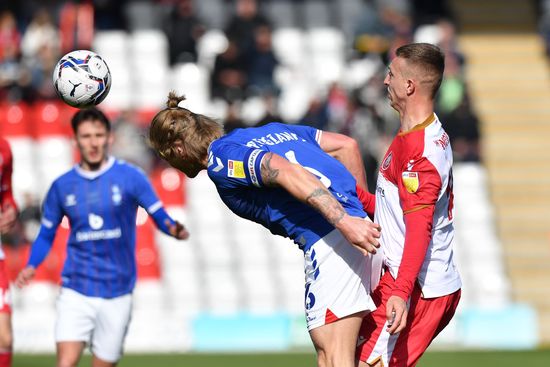 Carl Piergianni Clears Ball During Stevenage Editorial Stock Photo ...