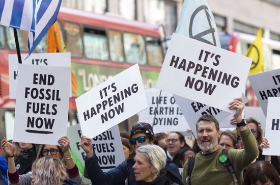 Climate Activists Hold Placards Flags Next Editorial Stock Photo ...