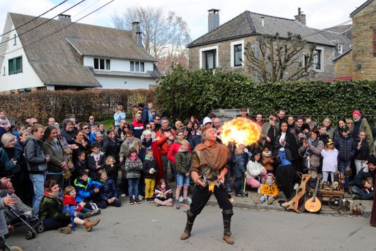 Fire Breather Performs During 20th Medieval Editorial Stock Photo ...