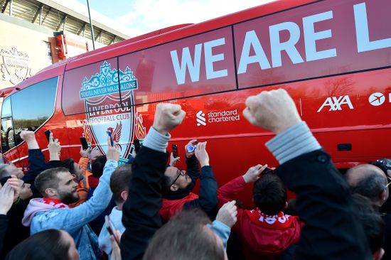 Team Bus Liverpool Arrives Anfield Stadium Editorial Stock Photo ...
