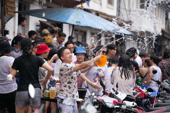 People Splash Water Each Other Celebrate Editorial Stock Photo - Stock ...